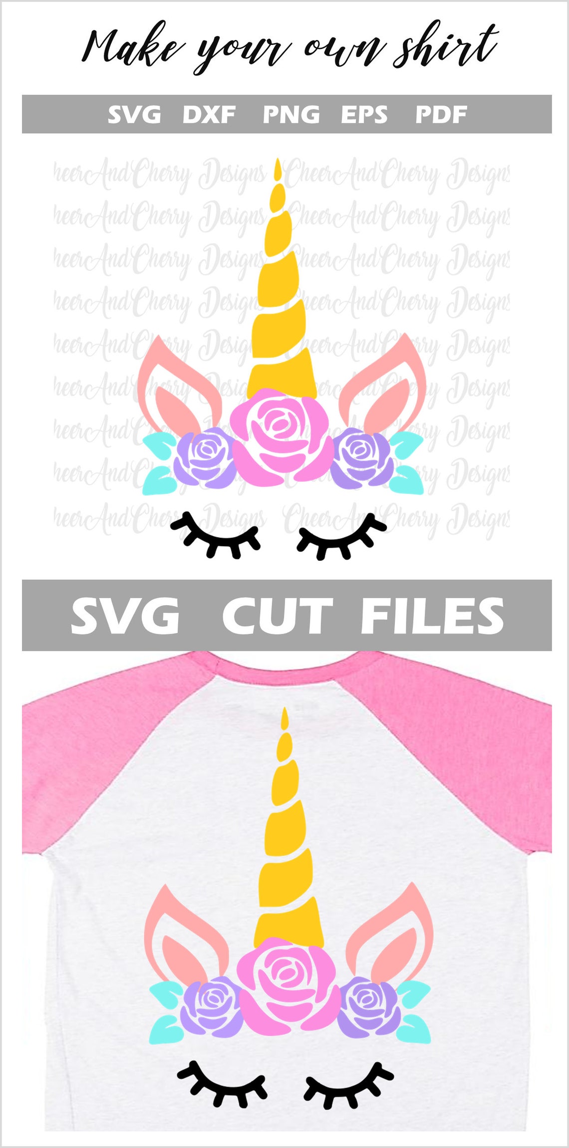 Unicorn Face With Flowers Svg for Girl Unicorn Birthday Svg | Etsy
