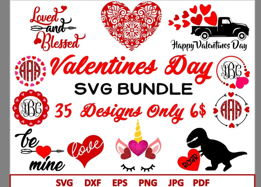 Valentines Svg Bundle Valentine Monogram SVG for Cricut Silhouette ...