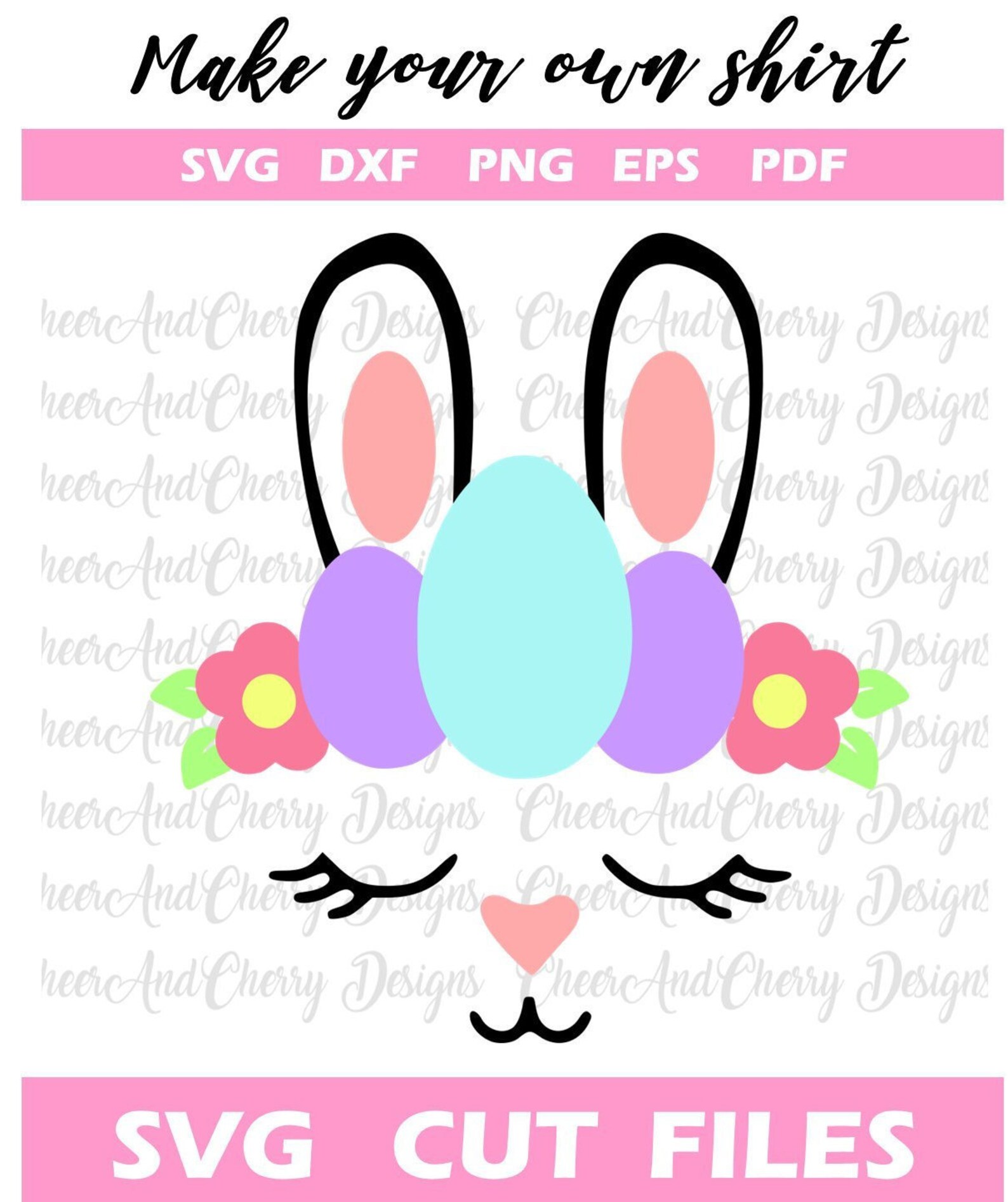 Cute Bunny Face SVG Bunny With Easter Eggs Svg Girls Easter - Etsy