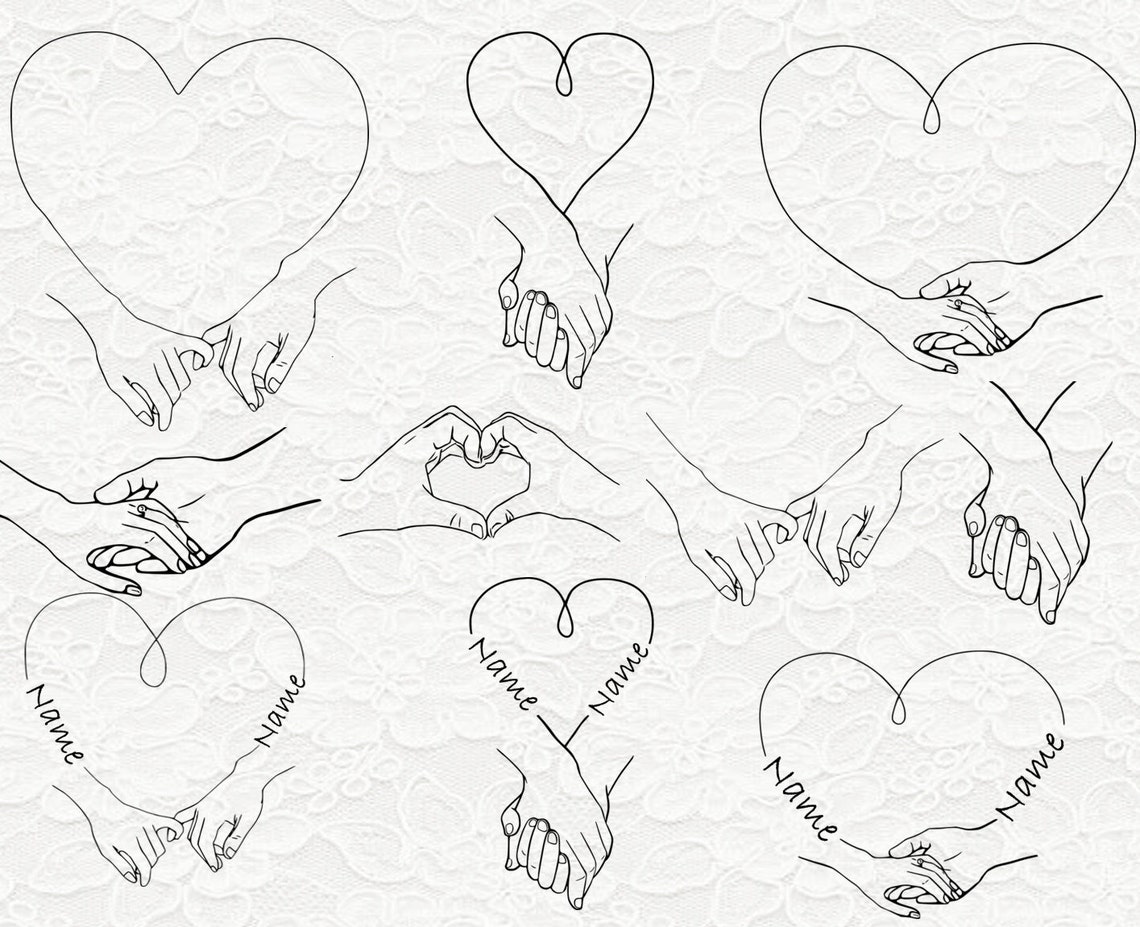 Custom Holding Hands SVG PNG Bundle - 10 Designs Wedding Svg Files ...