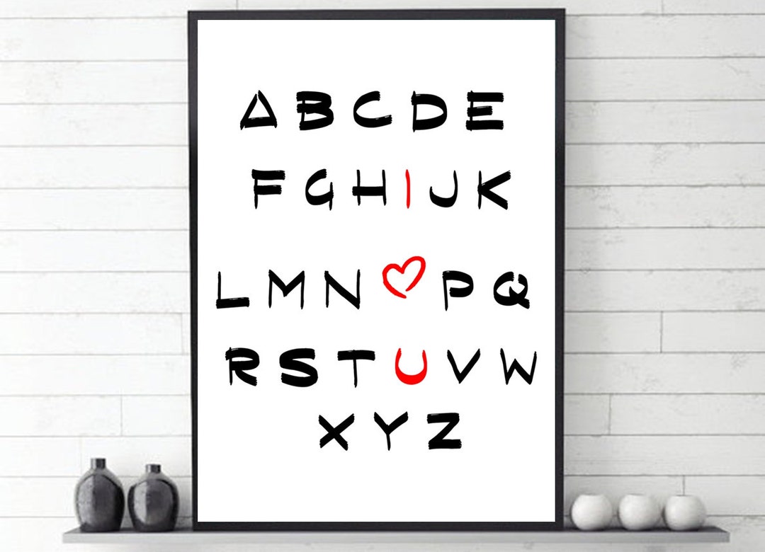 I Love You ABC Printable, Love Printable Wall Art, Valentines Gigt for ...