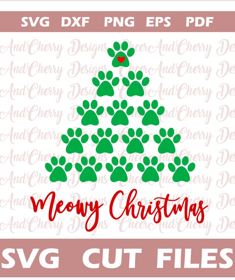Meowy Christmas Svg Png Dxf Merry Christmas SVG for Cat - Etsy