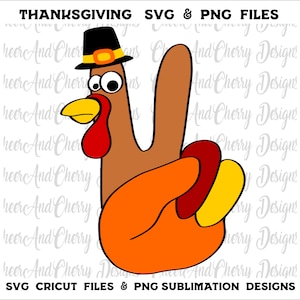 Peace Sign Turkey Bundle Png Svg Files, Thanksgiving Family Svg Turkey ...