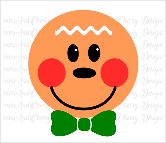 Gingerbread Face With Bow SVG Gingerbread Svg File for Cricut | Etsy