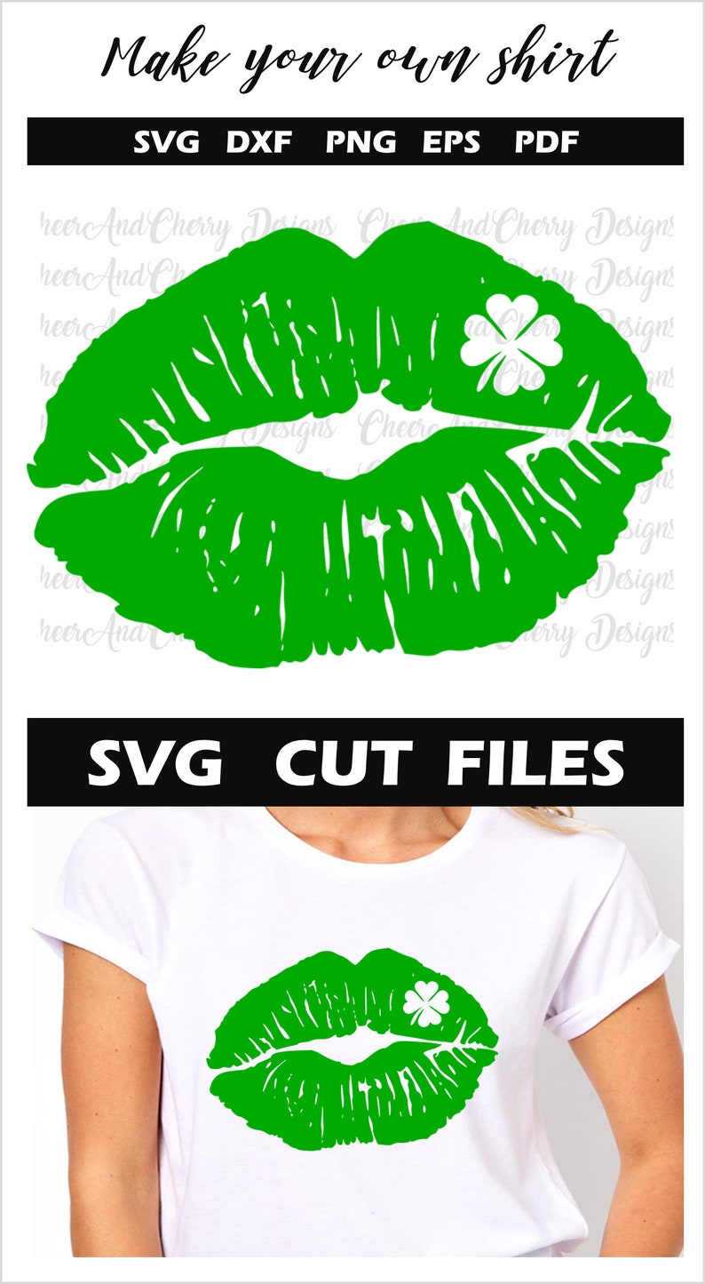 Distressed Lips With Clover Svg for St Patrick Day SVG Files - Etsy Finland