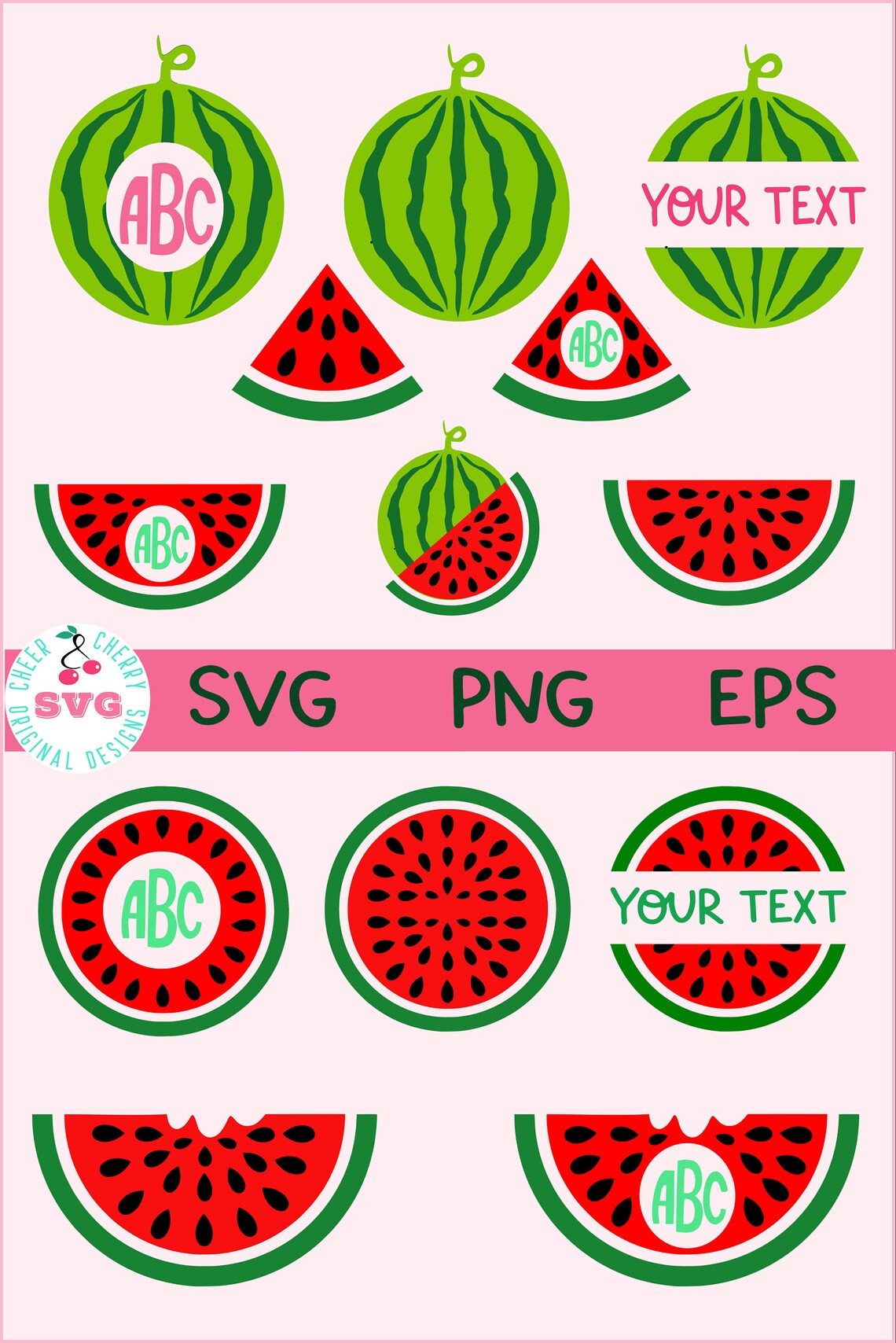 Watermelon Bundle Svg Png Eps Summer Svg Watermelon Svg - Etsy