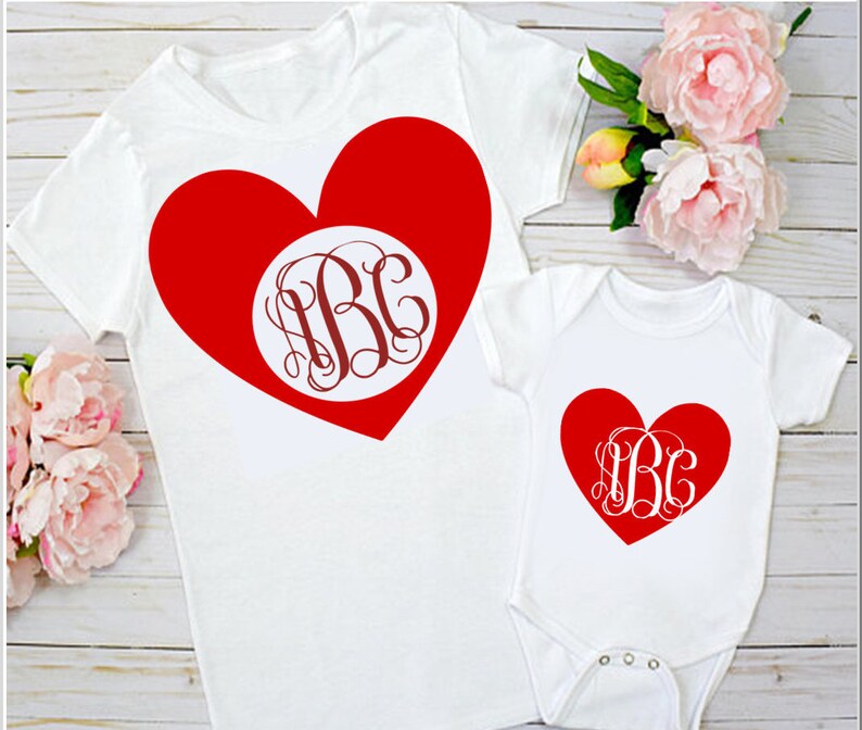 Heart Monogram Svg for Valentines Day Svg Files for Cricut | Etsy