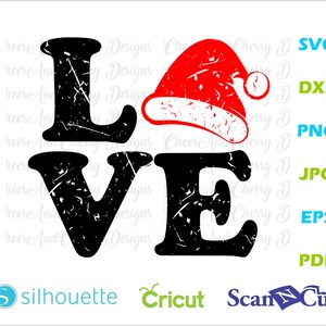 Distressed Love Santa SVG Santa Hat Svg File for Cricut Silhouette Iron ...
