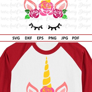 Unicorn Face With Flowers SVG Unicorn Face Svg File Unicorn Birthday ...