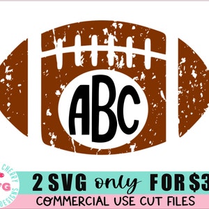 Distressed Football Monogram Svg Football Svg Grunge Football Dxf Png ...