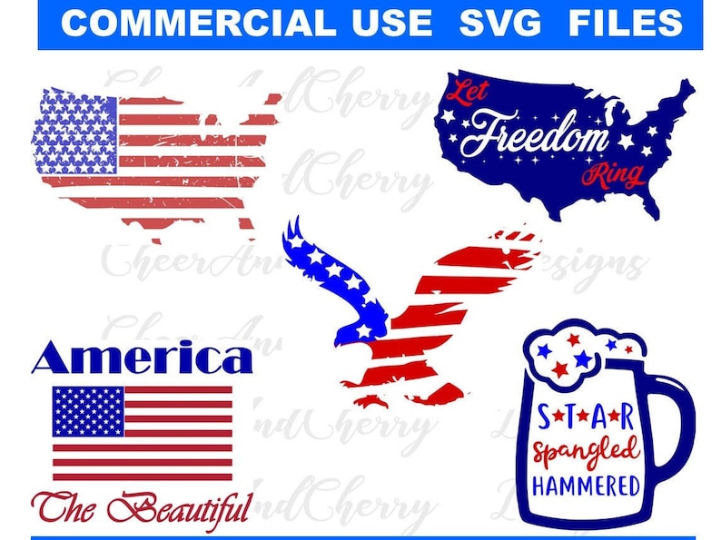 4th of july svg bundle USA Flag Monogram Summer clipart | Etsy