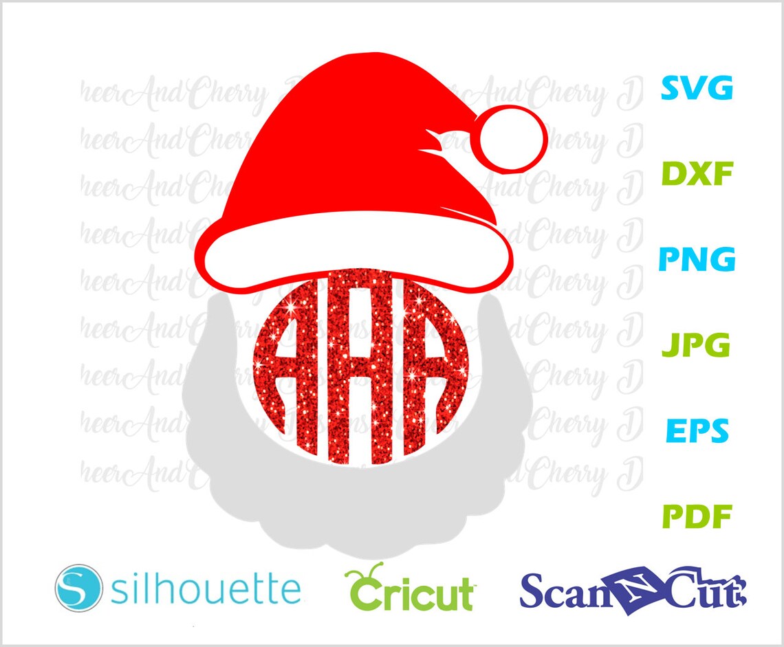 Santa Face Monogram SVG Santa Svg File for Cricut Silhouette - Etsy
