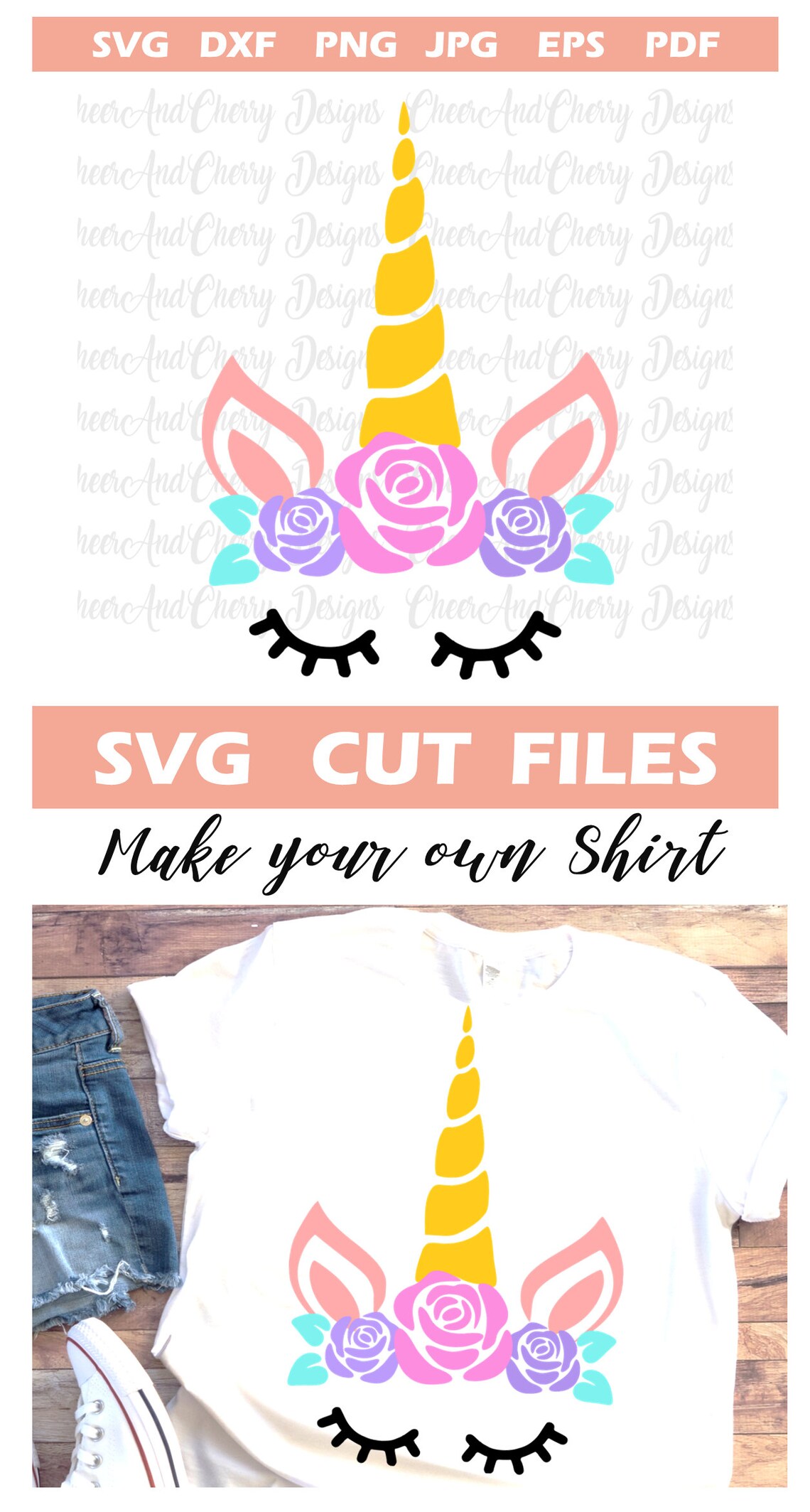 Unicorn Face With Flowers Svg for Girl Unicorn Birthday Svg | Etsy