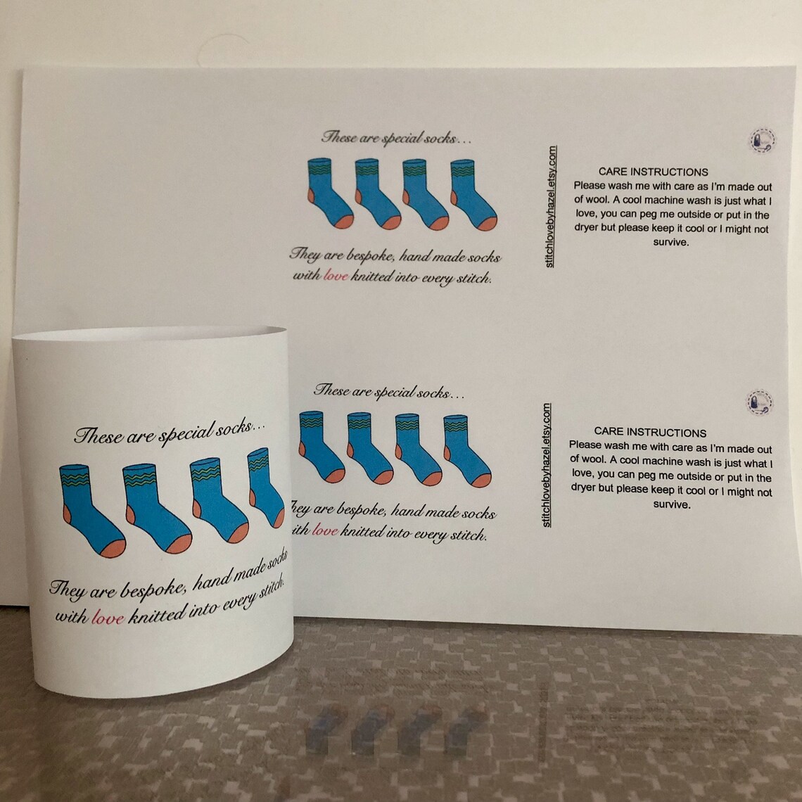 Printable Sock Label 3 Different Versions Sock Band Hand - Etsy