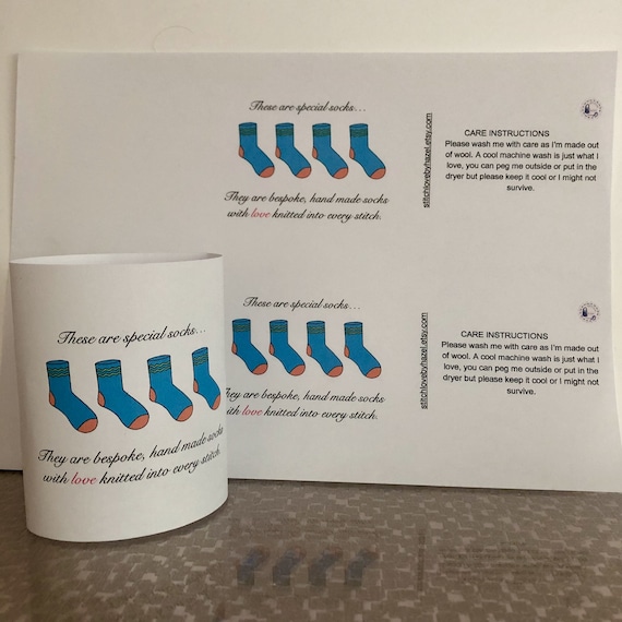 Printable Sock Label 3 Different Versions Sock Band Hand - Etsy