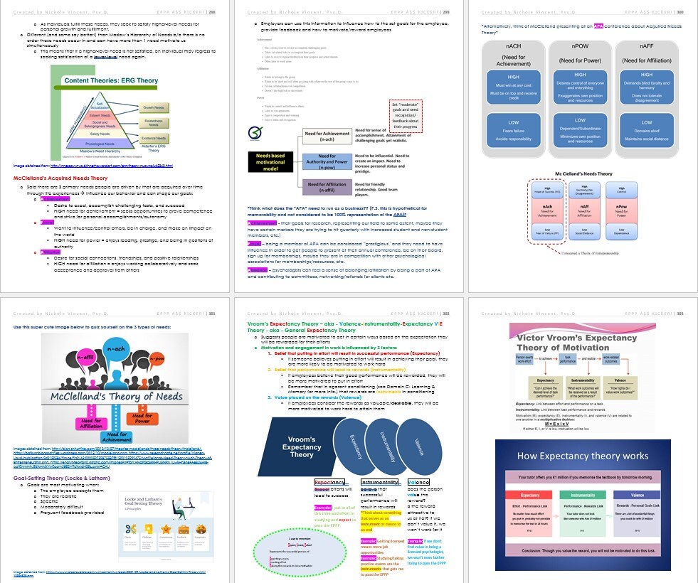 EPPP I/O Psychology: Motivation Theories Mnemonic Visual Aid (digital ...
