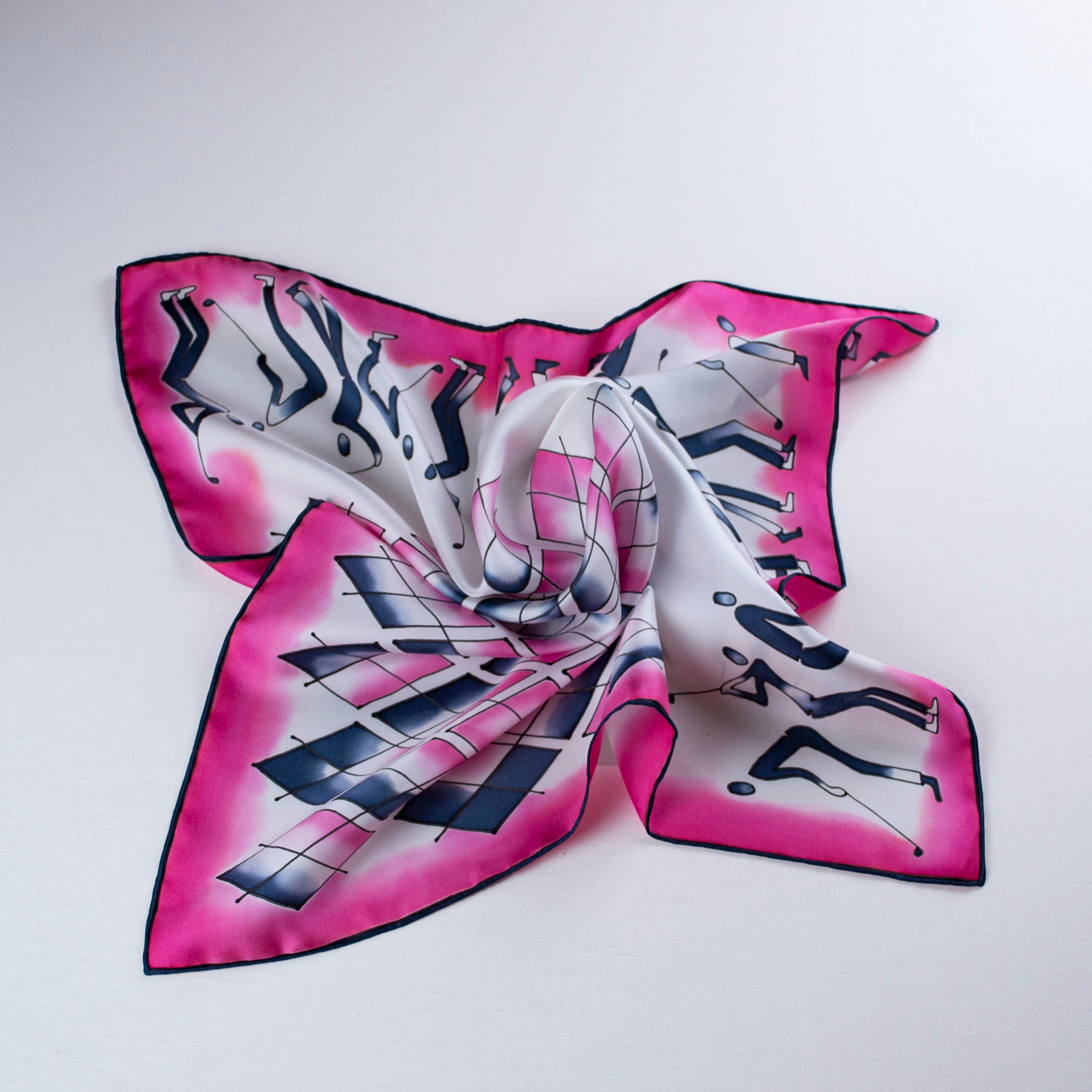 Hand Painted Silk Twill Small Square Neck Scarf Unique - Etsy