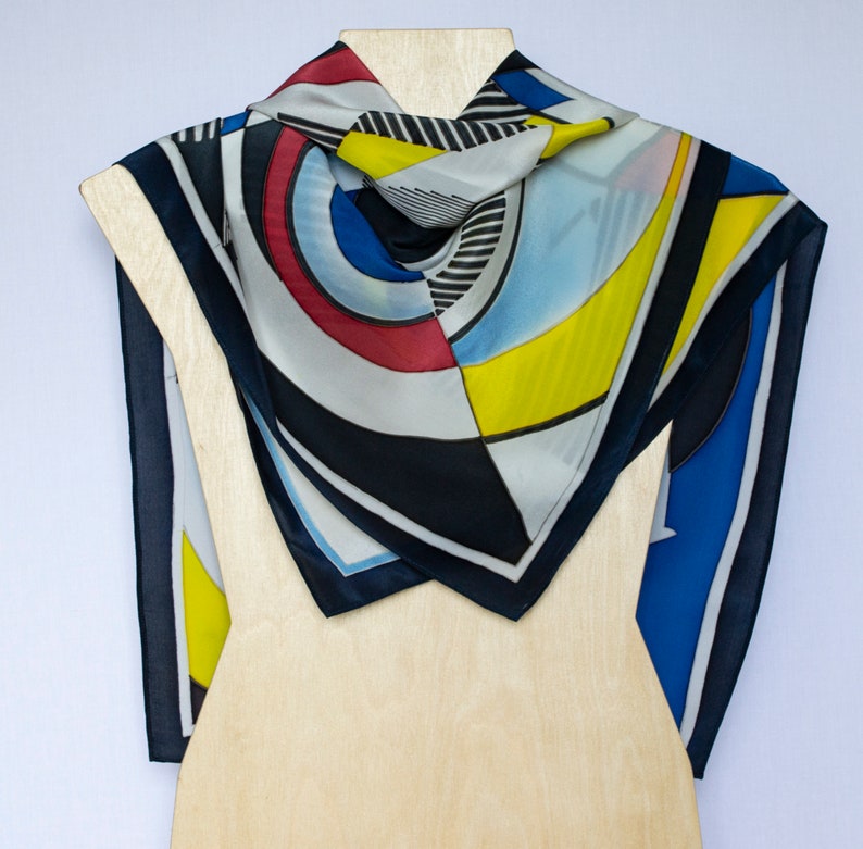 Modern Design Hand Painted Square Silk Scarf, 33x33 In. - Etsy