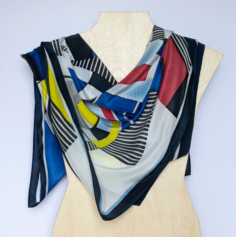 Modern Design Hand Painted Square Silk Scarf, 33x33 In. - Etsy