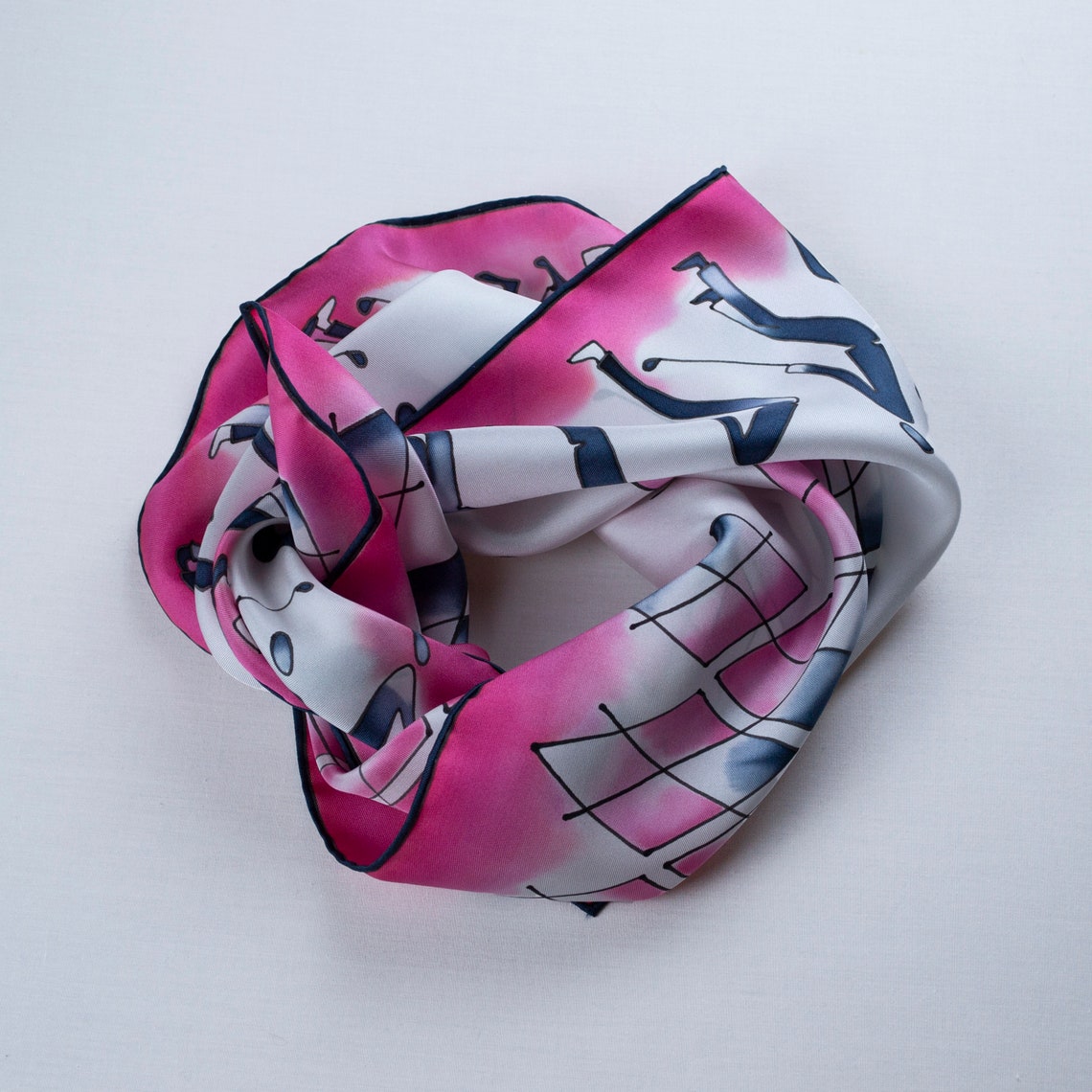 Hand Painted Silk Twill Small Square Neck Scarf Unique - Etsy