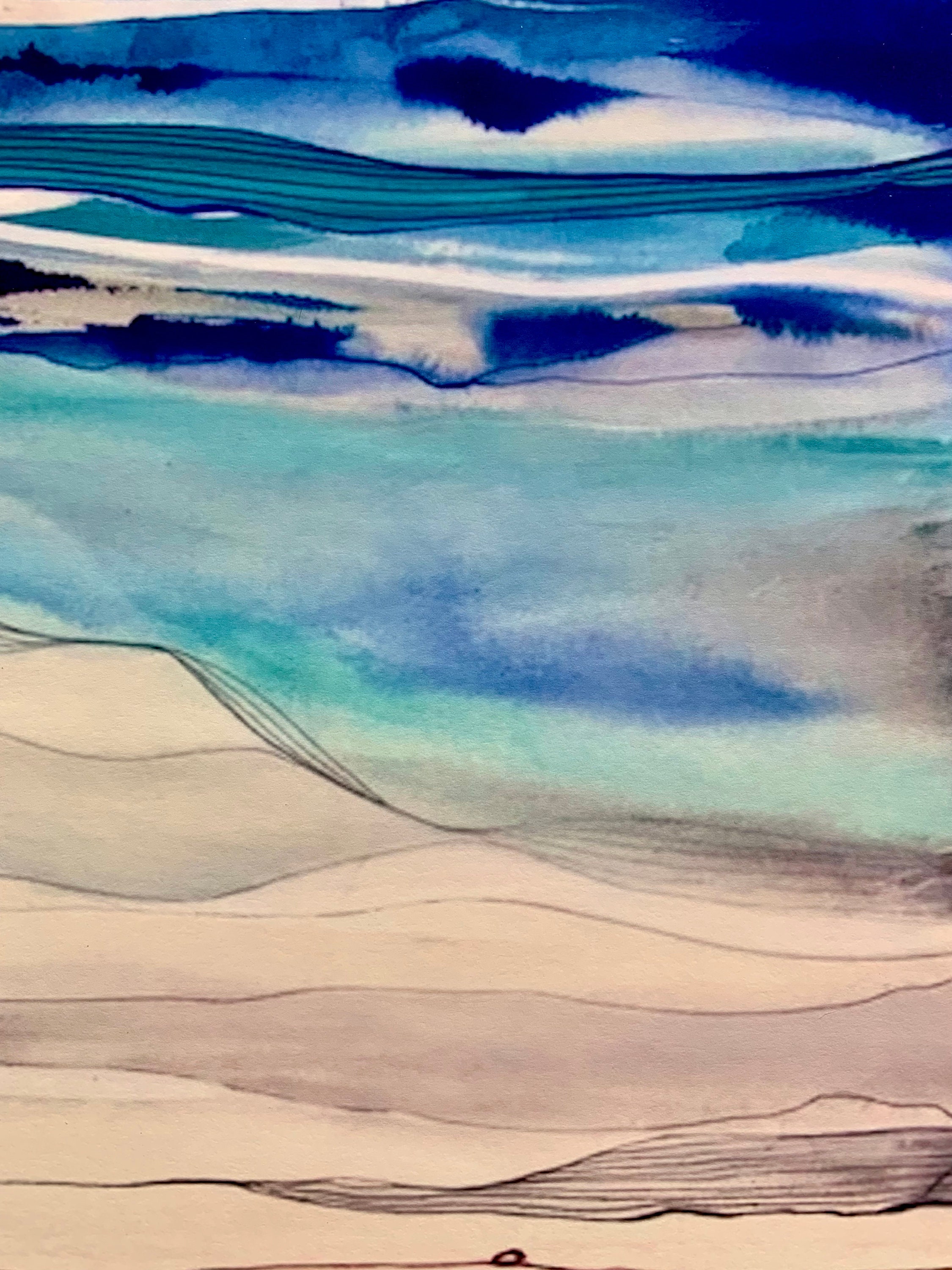 Ocean Landscape Print /ink and Watercolour Seascape Painting / - Etsy