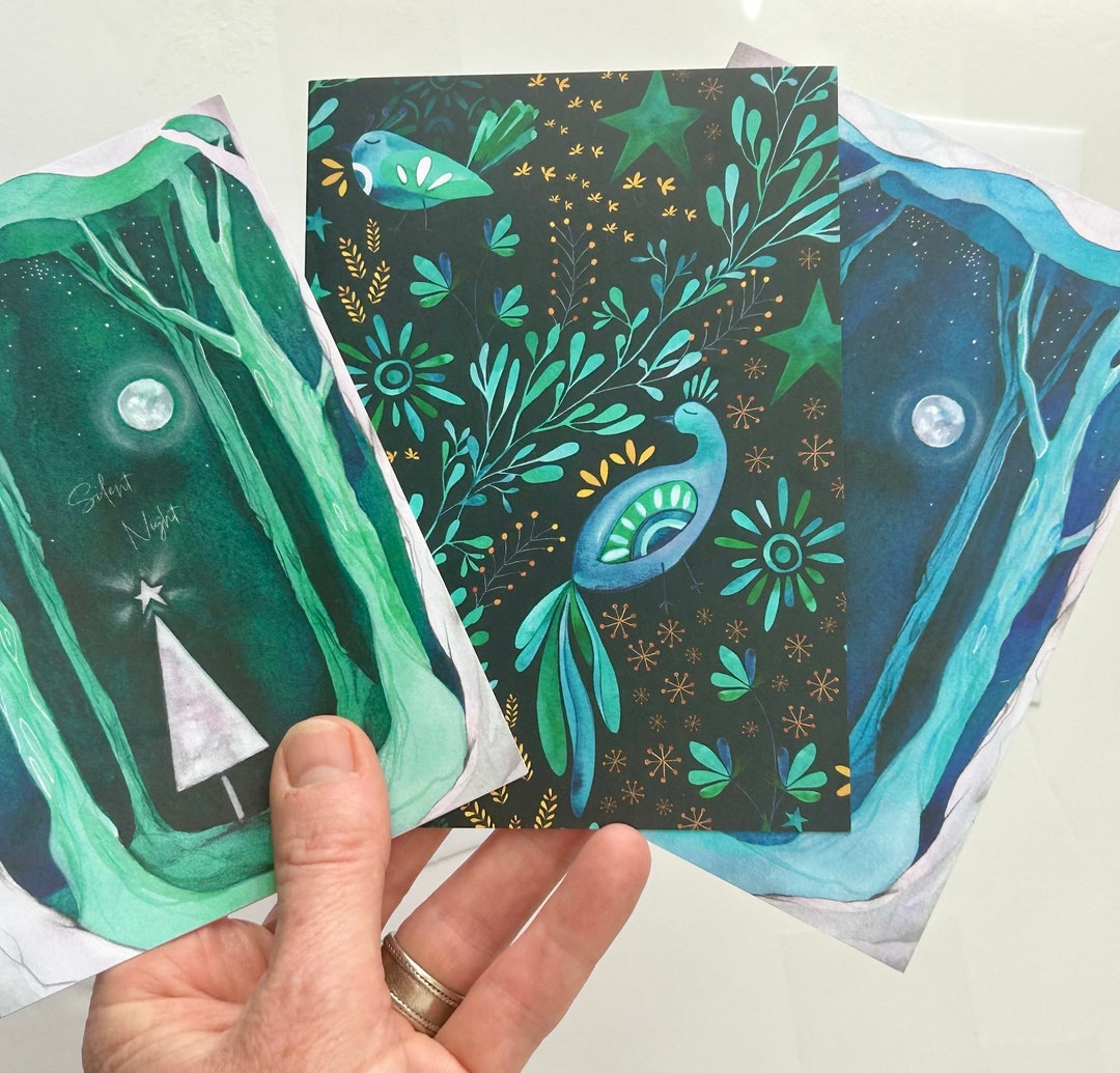 Magical Christmas Cards Dark Forest Christmas Watercolour - Etsy