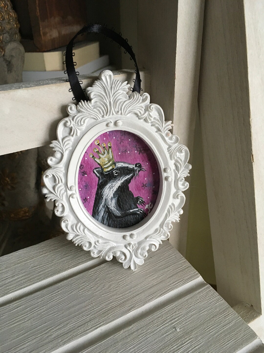 Miniature Badger Art, Framed Badger Portrait, Vintage Inspired Artwork ...