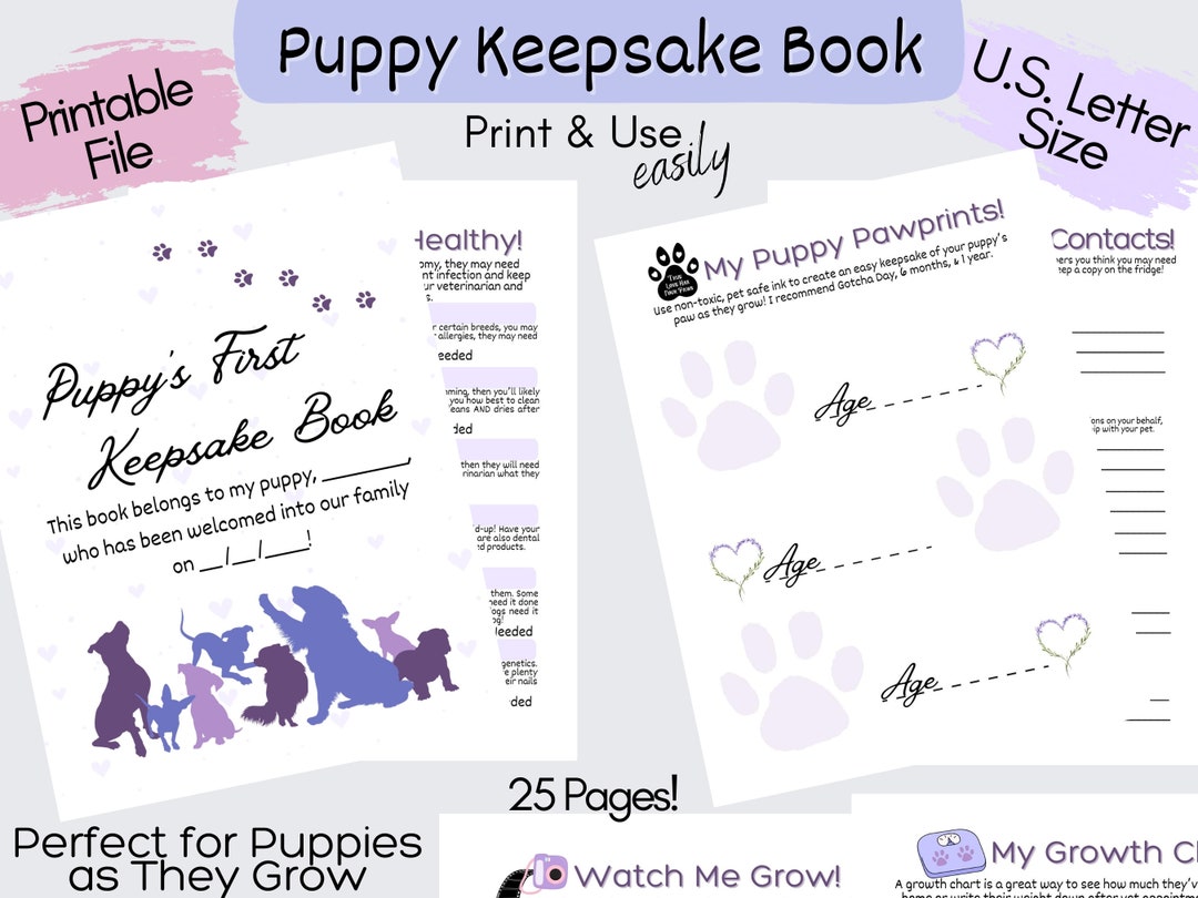 Puppy Keepsake Book | Puppy Memory Book | Puppy Printable | Puppy ...