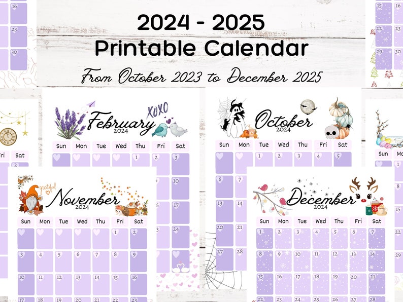 Printable Calendars 2024 2025| Monthly Planner Printable | Cute ...