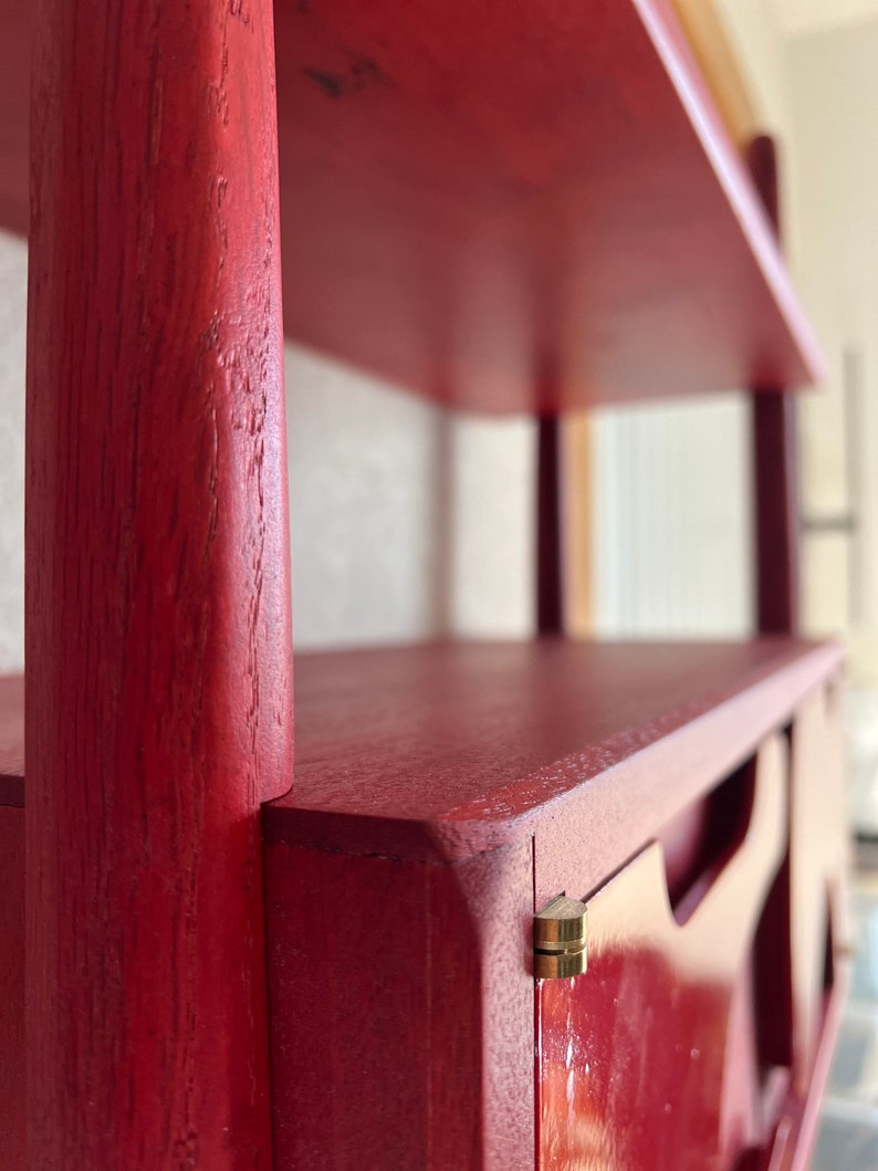 Mid Century Floating Cabinet Modern Floating Shelf Floating Shelves Red ...