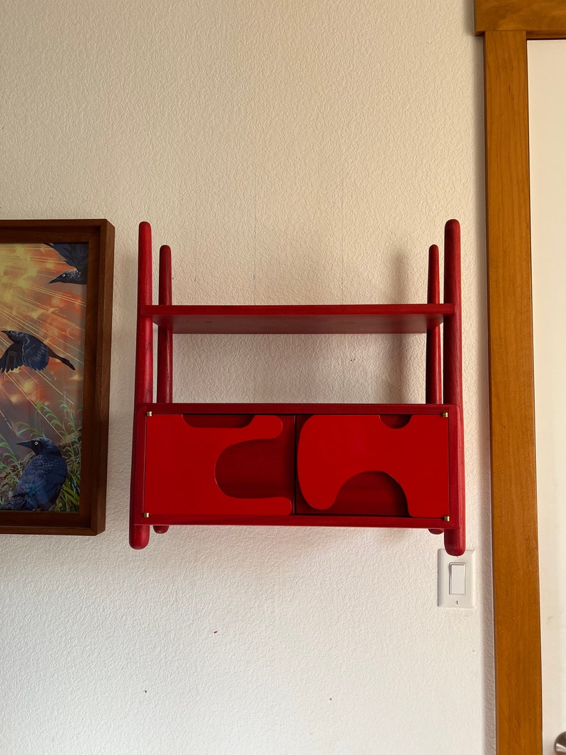 Mid Century Floating Cabinet Modern Floating Shelf Floating Shelves Red ...