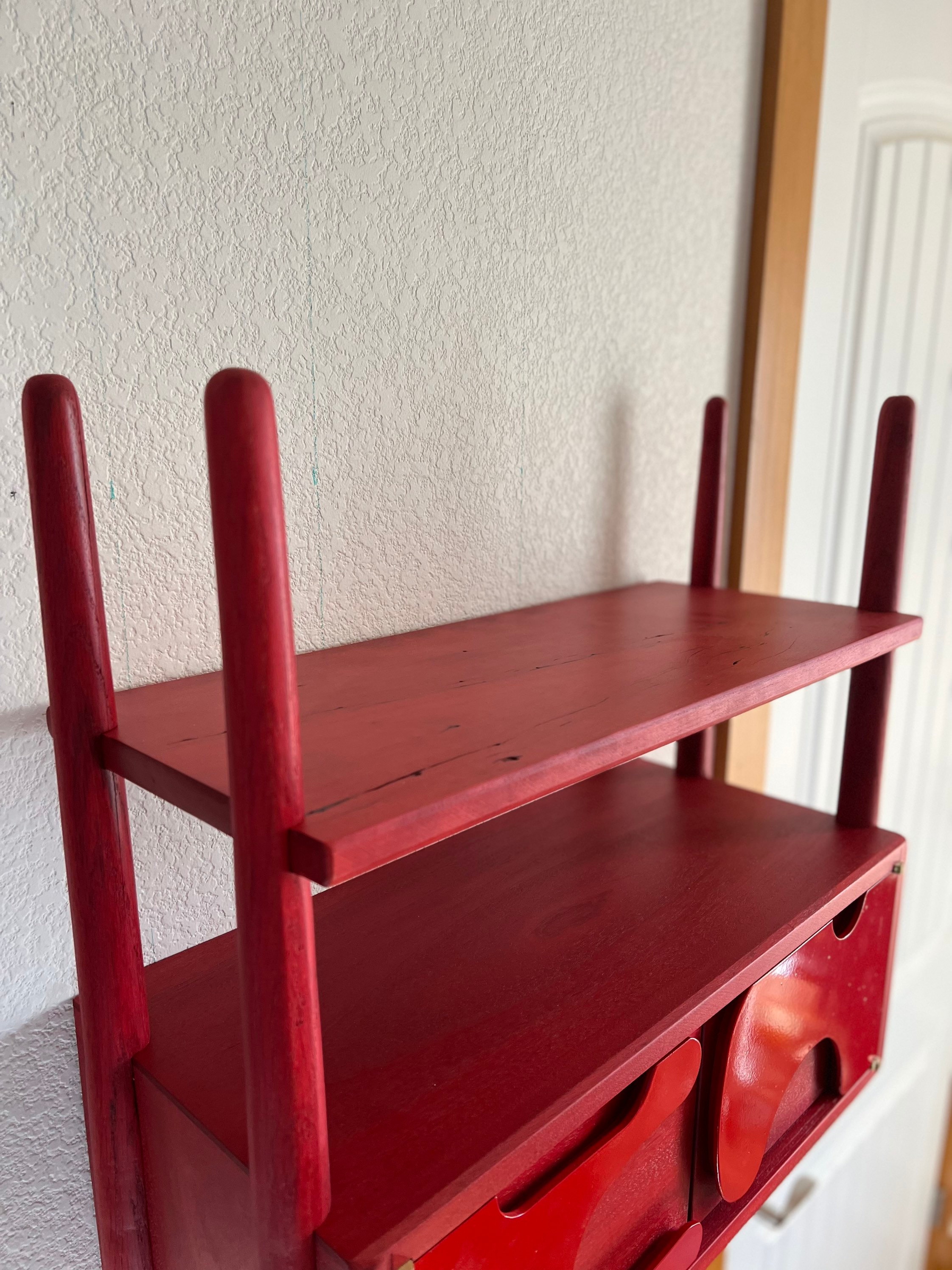 Mid Century Floating Cabinet Modern Floating Shelf Floating Shelves Red ...