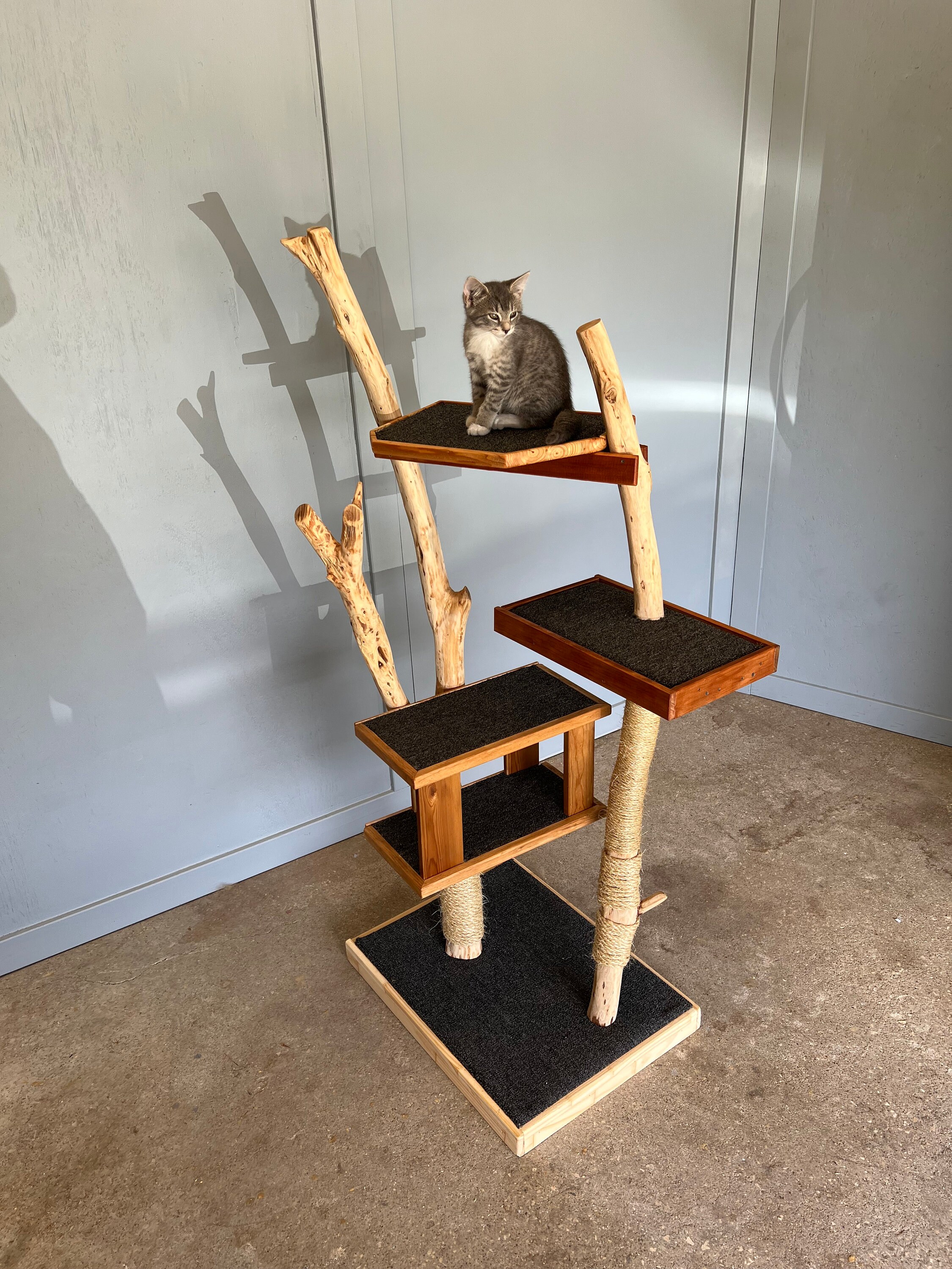 Live Edge Cat Tree Tower Cat Condo, Wooden Cat Tree Cat Lover Gift Cat ...