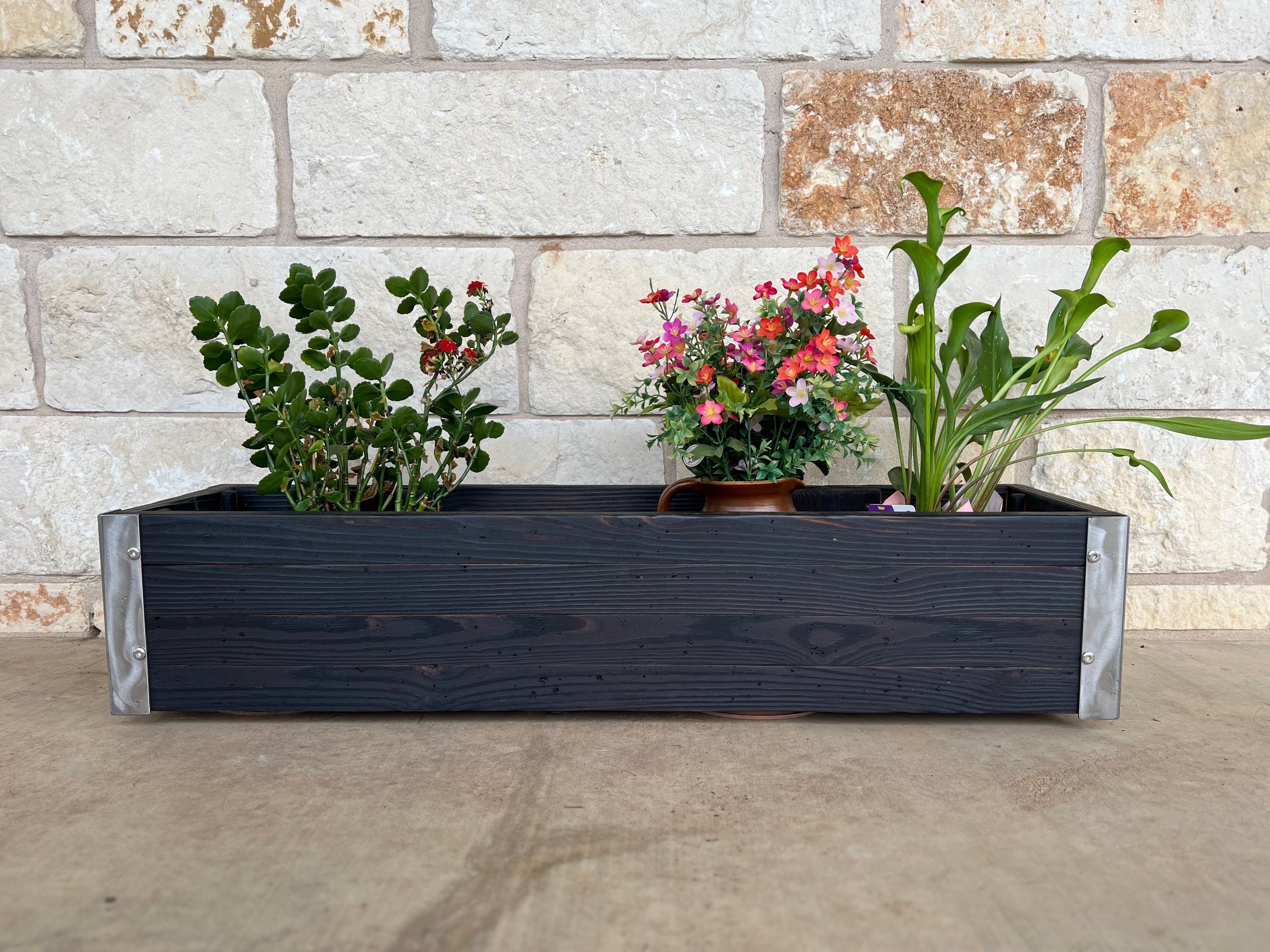 Customizable Planter Garden Box Interior Exterior Wooden Trough Large ...