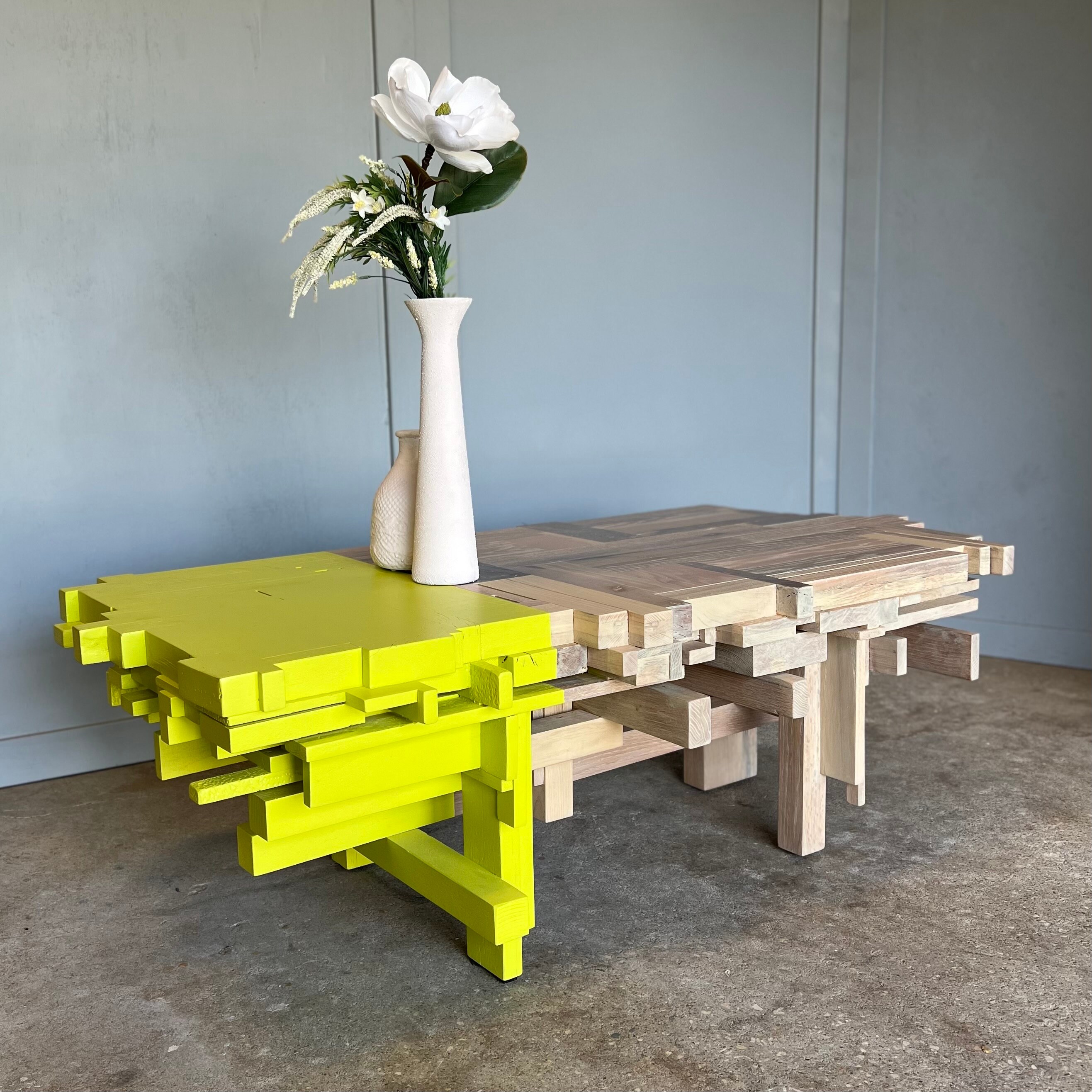 Modern Coffee Table Wood Brutalist Cubism - Etsy