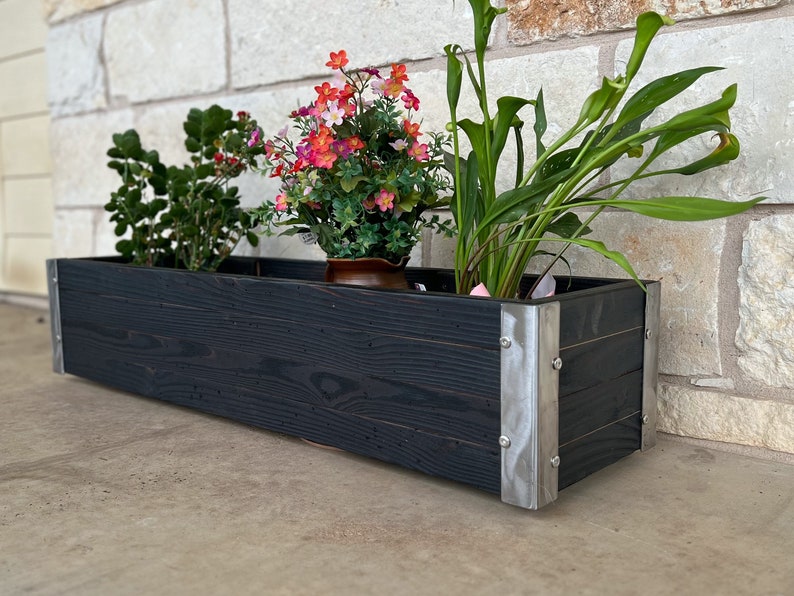 Customizable Planter Garden Box Interior Exterior Wooden Trough Large ...