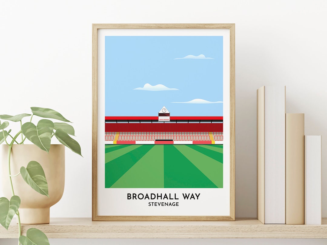 Stevenage FC Art Print, Broadhall Way Lamex Stadium Poster Illustration ...
