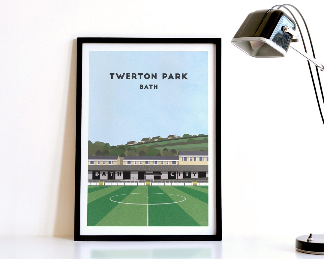 Bath City Football Poster: Retro Twerton Park Illustration Framed or ...
