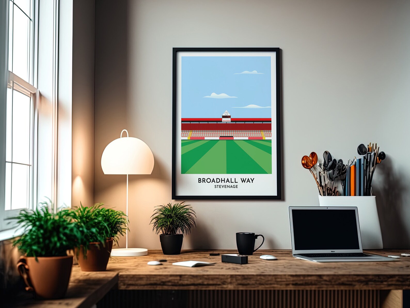 Stevenage FC Art Print, Broadhall Way Lamex Stadium Poster Illustration ...