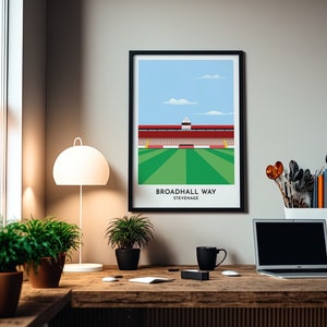 Stevenage FC Art Print, Broadhall Way Lamex Stadium Poster Illustration ...