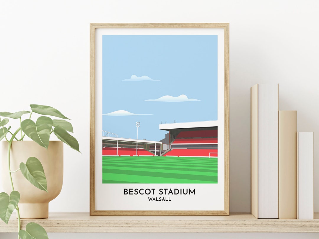 Walsall FC Art Print, Bescot Stadium Illustrated Poster, Gifts for Him ...