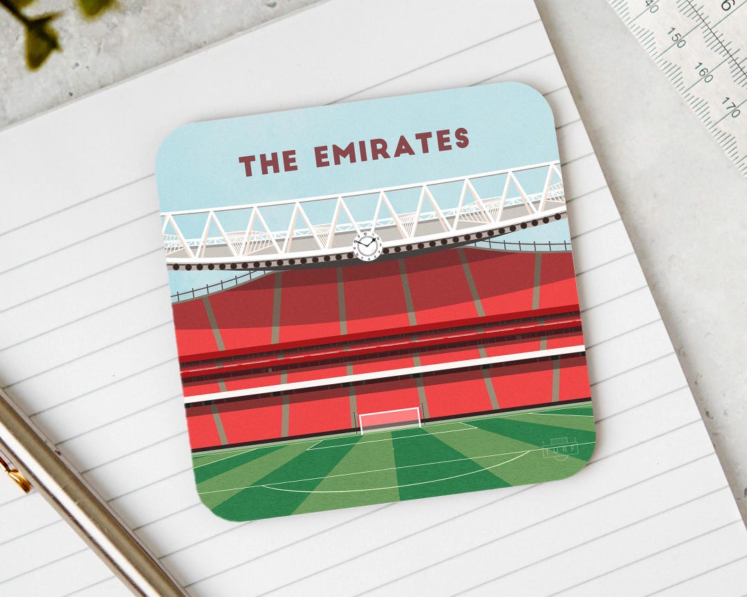 Arsenal Stadium Coaster: Emirates Stadium Illustration, Homeware for ...