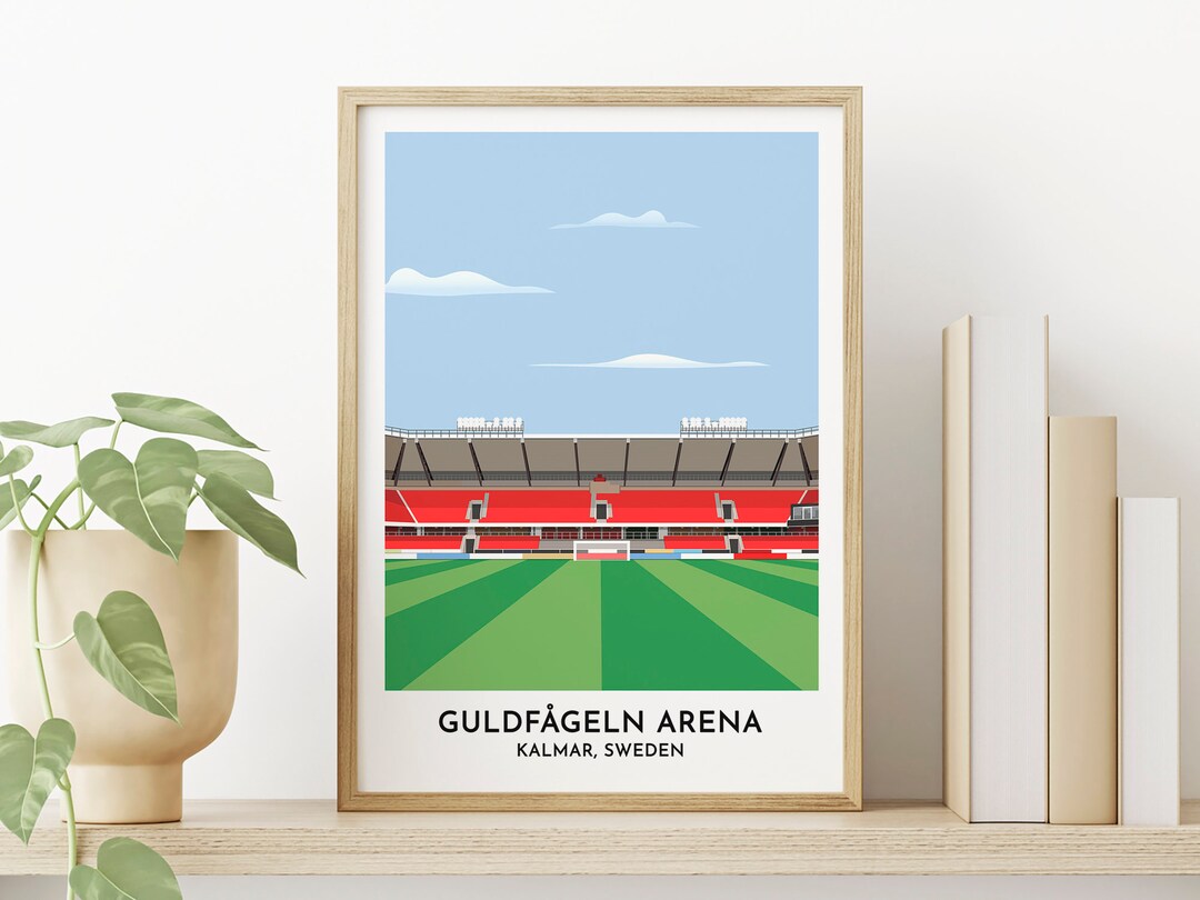Kalmar Football Stadium Illustration Art Print, Kalmar Guldfågeln Arena ...