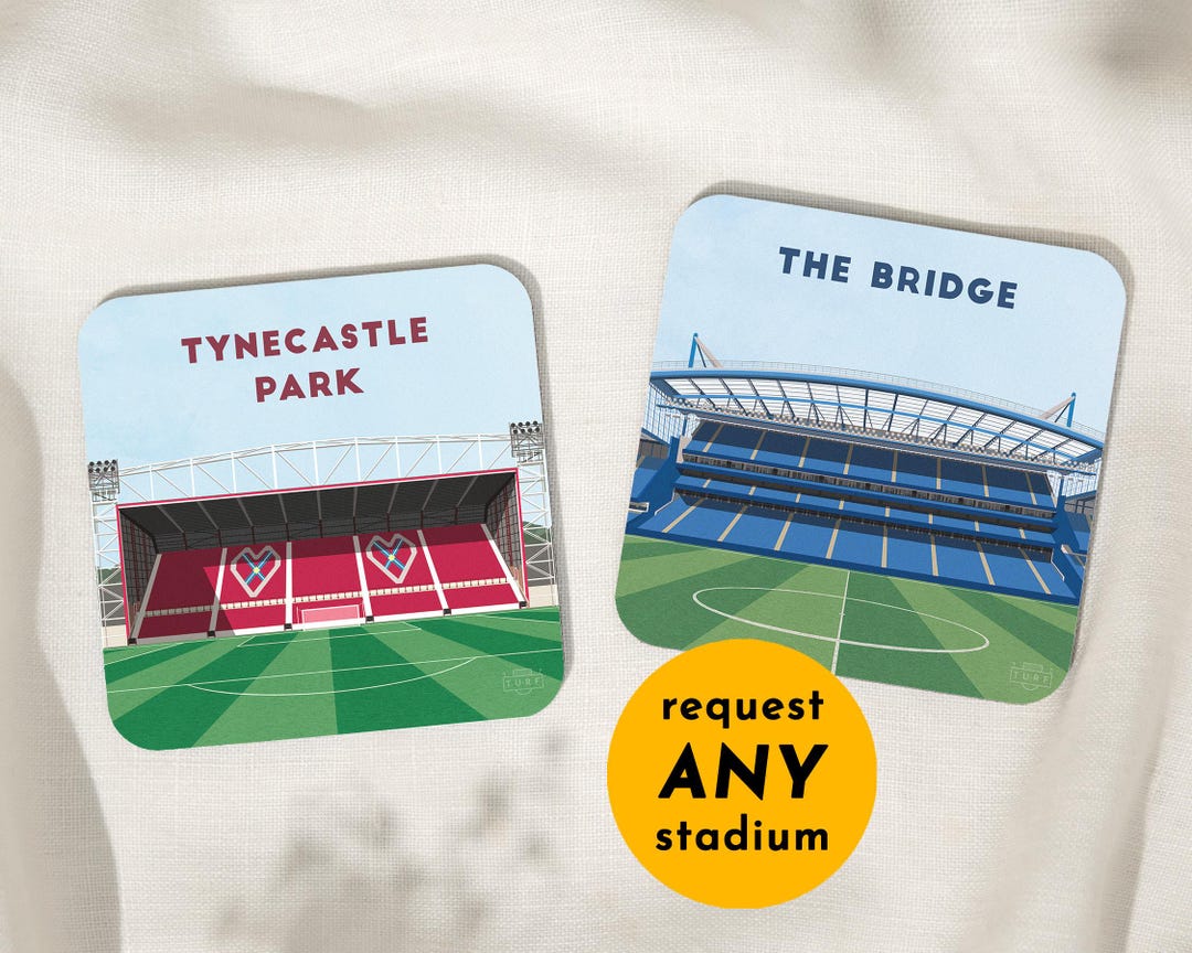 ANY Football Stadium Illustrated Coaster: Minimalist Style, Hardwood ...
