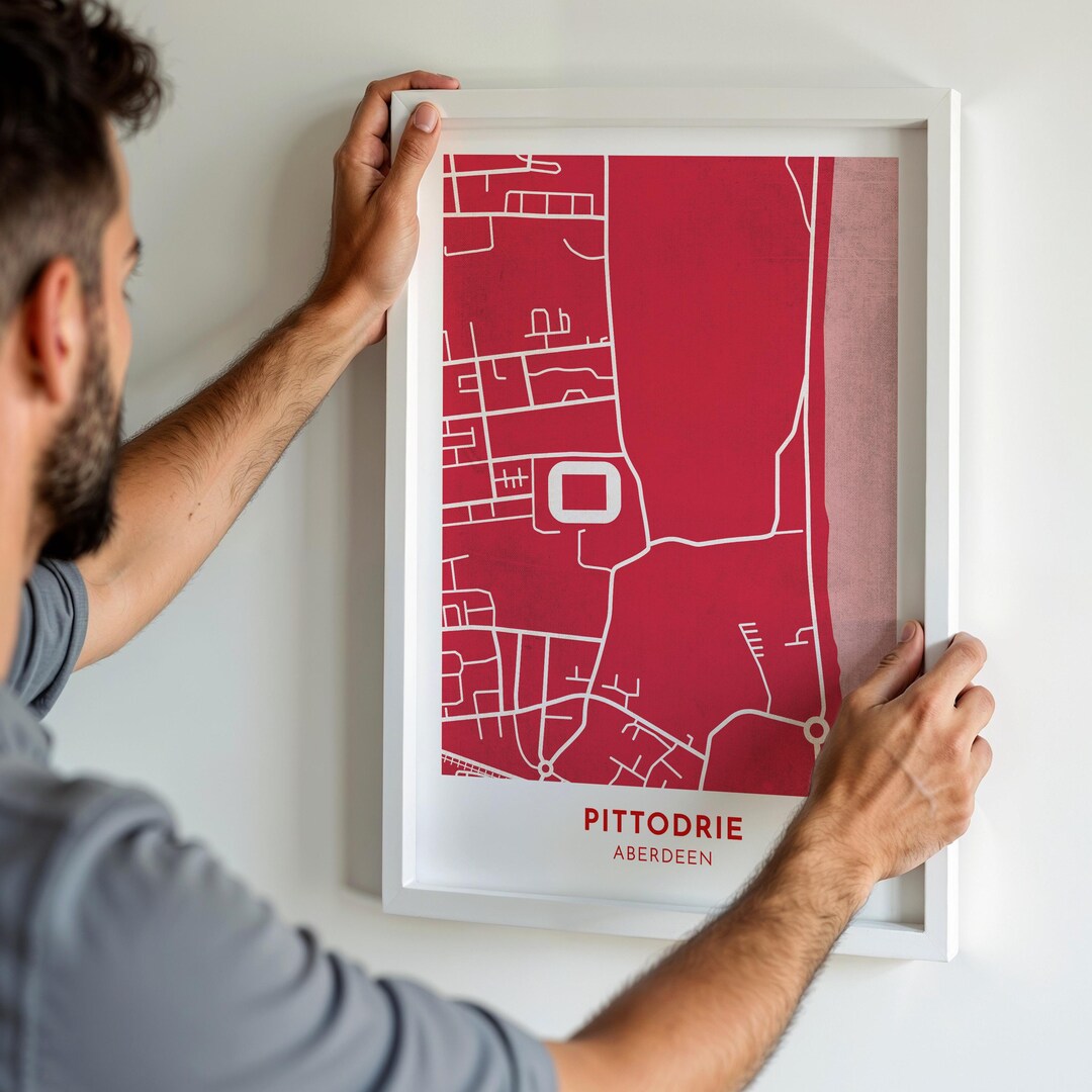 Aberdeen FC Map Print, Pittodrie Football Stadium Illustrated Poster ...