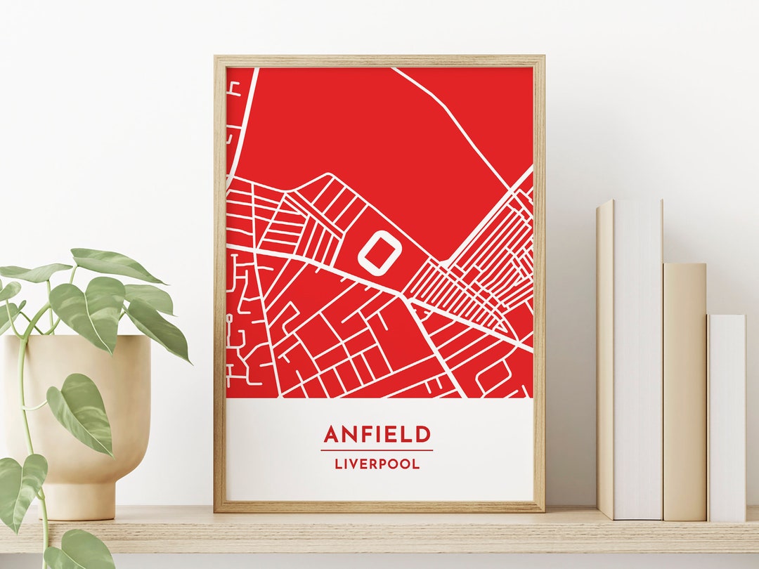 Liverpool Map Print, Football Stadium Art Poster, Map Artwork, Anfield ...