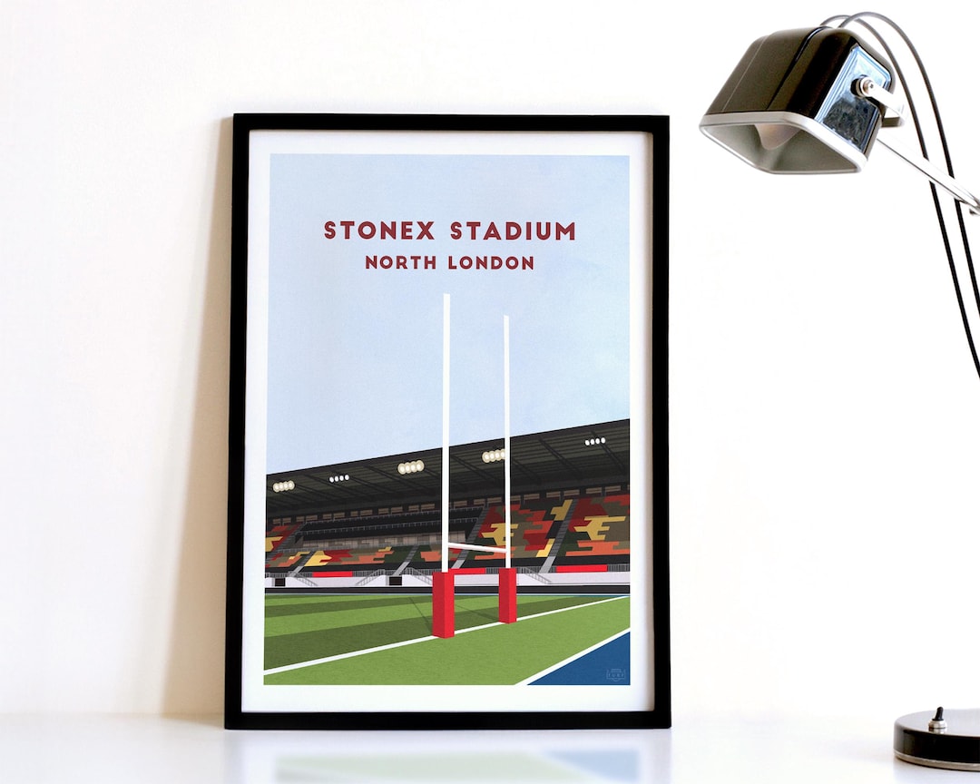 Saracen Rugby Art Print: Retro Stonex Stadium Illustrated Poster ...