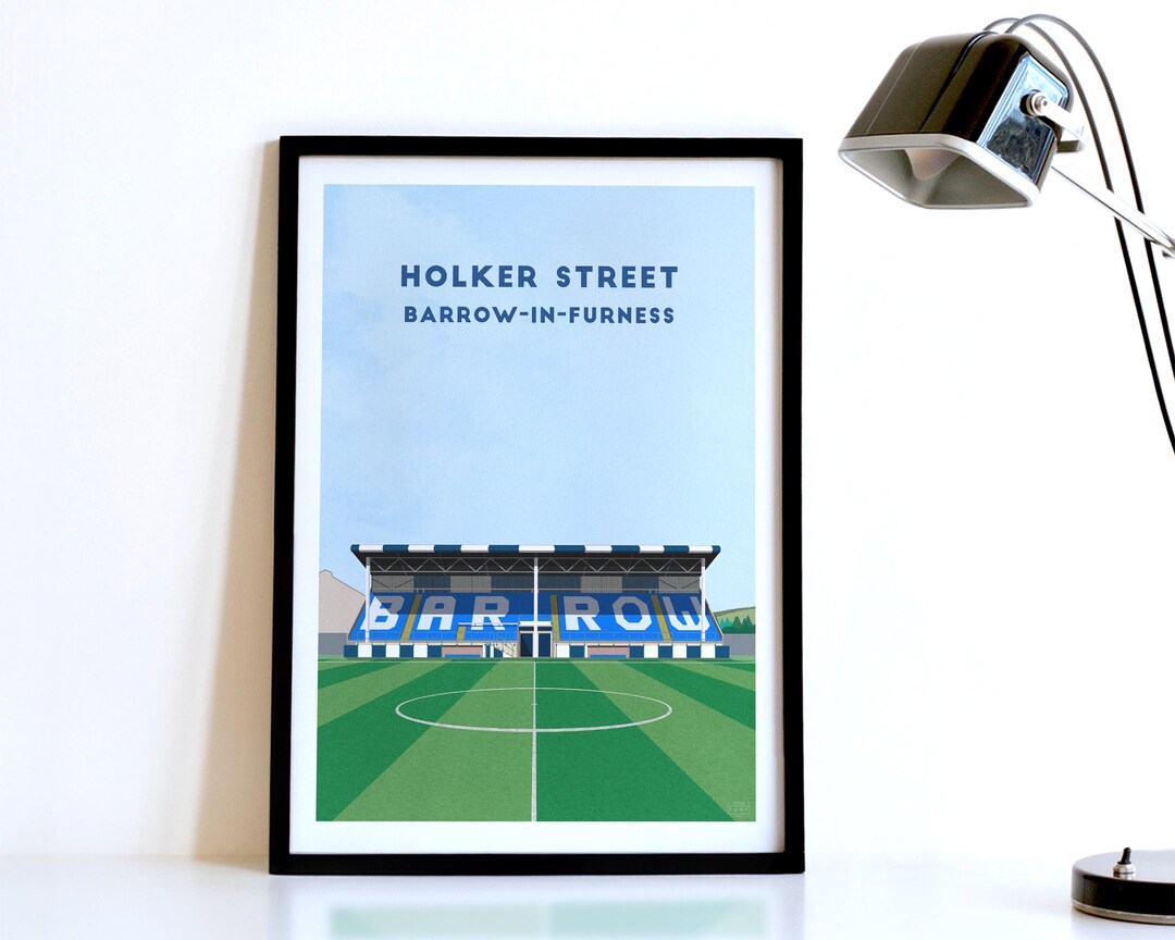 Barrow Football Poster: Holker Street Illustrated Art Print Framed or ...