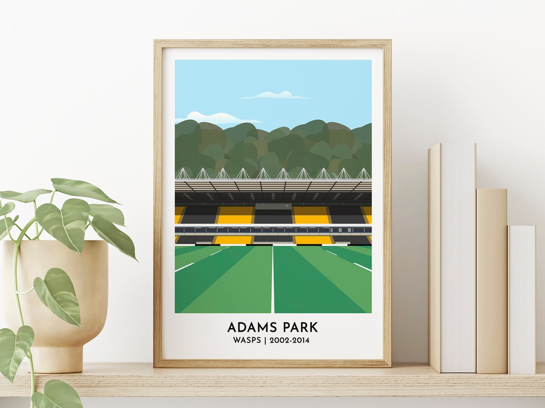 Wasps RFC Rugby Art Print, Adams Park Stadium in High Wycombe, Rugby ...