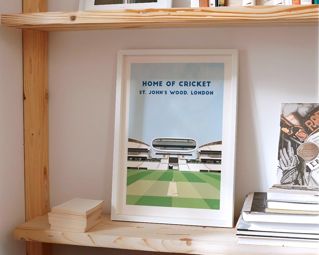 Lords Media Stand Cricket Ground Print - Retro Modern Wall Art, Cricket ...